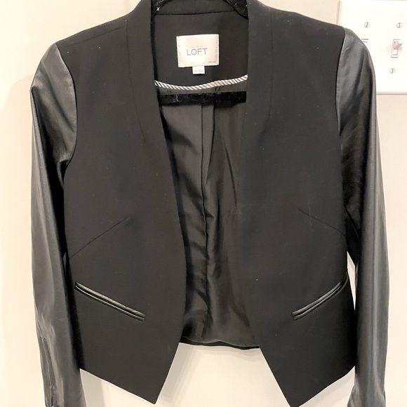 LOFT | Jackets & Coats | Loft 2p Blazer With Faux Leather Sleeves And ...